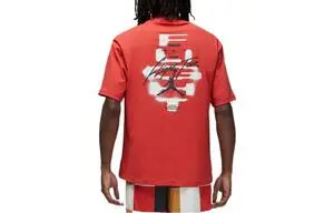 JORDAN Round Neck Pullover Brand Pattern Alphabet Short Sleeve T-shirt Clay Red