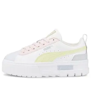 PUMA Mayze Leather Platform Sneakers - White/arctic Ice