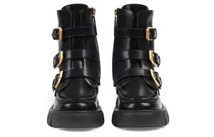 Gucci Leather Buckled Ankle Boots