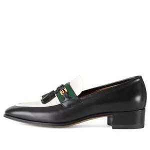 Gucci Loafer With Web And Interlocking G Detail - Black/white