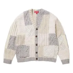 Supreme Patchwork Cable Knit Cardigan - Beige