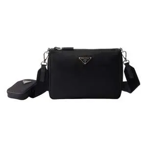 Prada Re-nylon And Saffiano Leather Shoulder Bag - Black