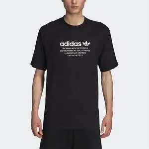 Adidas Originals Athleisure Casual Sports Printing Logo Alphabet Round Neck Short Sleeve - Black
