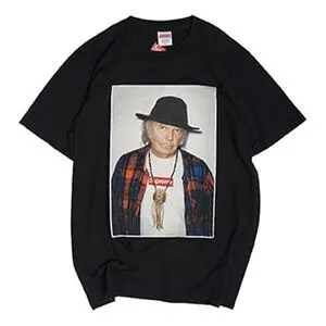 Supreme Ss15 Neil Young Character Printing Short Sleeve - Black