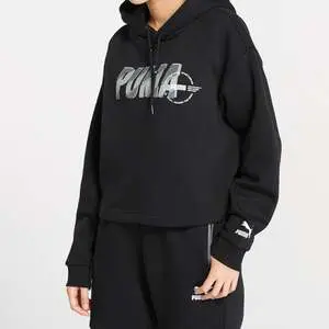 PUMA Colorblock Alphabet Logo Cropped Hoodie