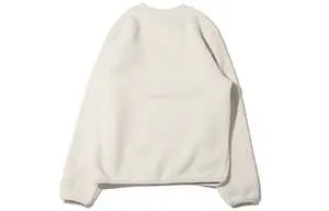 Nike Logo Embroidered Loose Suede Round Neck Pullover Beige