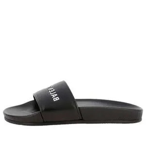 Balenciaga Pool Slides With Logo Detail - Black