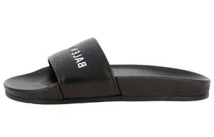 Balenciaga Pool Slides With Logo Detail - Black