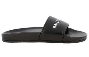 Balenciaga Pool Slides With Logo Detail - Black
