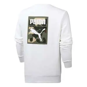 PUMA Camouflage Logo Round Neck Pullover - White