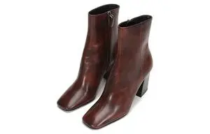 Prada Leather Square Toe Ankle Boots