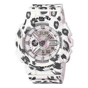 Casio Baby-g Ba-110lp-7a Leopard Print Watch - White