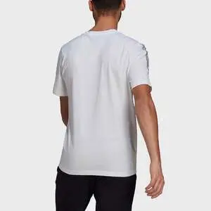 Adidas Solid Color Stripe Logo Printing Short Sleeve White