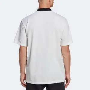 Adidas Logo Printing Colorblock Short Sleeve White Polo Shirt