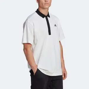 Adidas Logo Printing Colorblock Short Sleeve White Polo Shirt