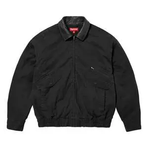 Supreme Leather Collar Utility Jacket - Black