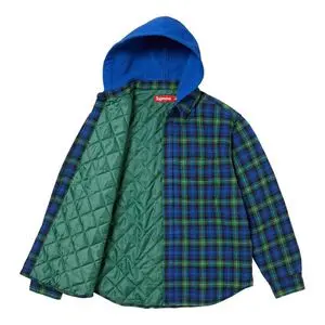 Supreme Tartan Flannel Hooded Shirt - Blue