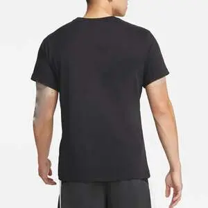 Nike Solid Color Large Logo Printing Round Neck Pullover Short Sleeve Black T-shirt