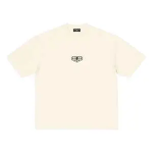 Balenciaga Bb Paris Icon T-shirt Medium Fit 'light Beige Black - Light Beige/black