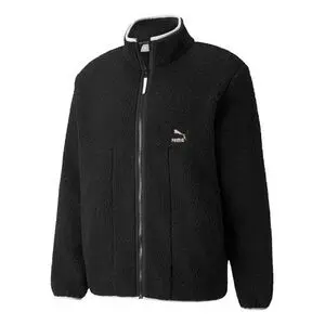 PUMA Retro Logo Lamb's Wool Stand Collar Jacket - Black