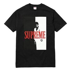 Supreme Fw17 Scarface Split Black Tee 'black White Red - Black/white/red