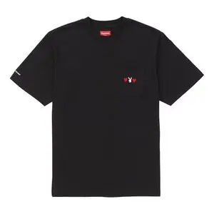 Supreme Fw18 X Playboy Pocket Tee Crossover Solid Color Short Sleeve - Black