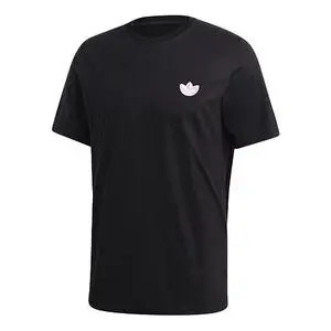 Adidas Originals Logo Ss Tee Solid Color Sports Round Neck Short Sleeve - Black