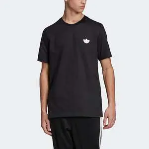 Adidas Originals Logo Ss Tee Solid Color Sports Round Neck Short Sleeve - Black