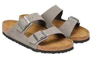 BIRKENSTOCK Arizona Suede Embossed Dotted Sandals 'stone Coin - Grey
