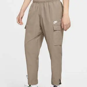 Nike Logo Small Label Embroidered Woven Cargo Long Pants Olive Gray