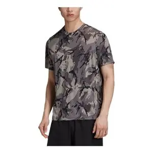 Adidas Camouflage Printing Round Neck Pullover Short Sleeve Gray T-shirt