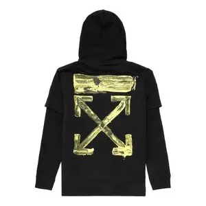 Off-White Arrow Print Drawstring Hoodie - Black