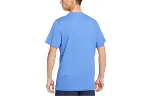 Nike Earth Pattern Logo Printing Round Neck Short Sleeve Light Racing Blue T-shirt