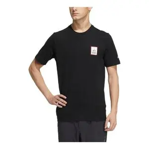 Adidas Pattern Printing Casual Round Neck Short Sleeve Couple Style Black - Default Color