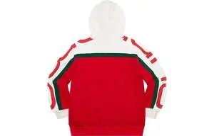 Supreme Big Logo Paneled Zip Up Hooded Sweatshirt - Red/white