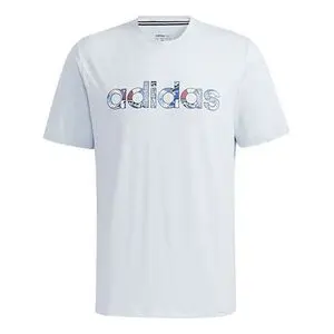 Adidas Neo Ce Grph Tee 2 Logo Printing Sports Short Sleeve - Blue