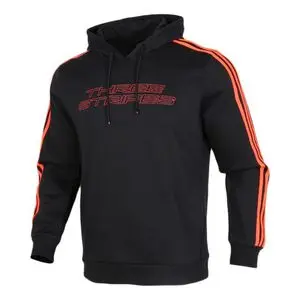 Adidas Fleece Lined Pullover Hoodie With Logo Printing - Black