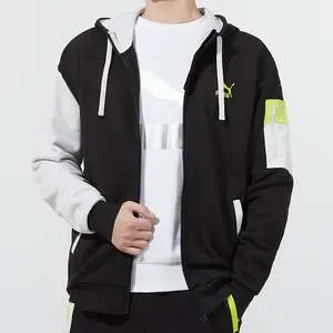 PUMA Retro Colorblock Knit Hooded Logo Zip-up Jacket