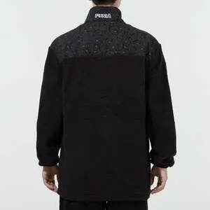 PUMA Paisley Imitation Lamb Wool Stand-up Collar Jacket - Black