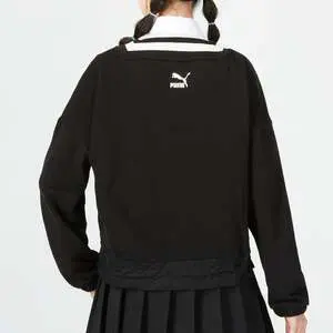 PUMA Logo V-neck Sweatshirt - Black/white