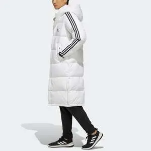 Adidas 3-stripes Long Hooded Down Parka - White