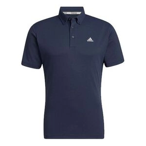 Adidas Solid Color Logo Printing Casual Short Sleeve Navy Blue Polo Shirt - Default Colorway