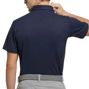 Adidas Solid Color Logo Printing Casual Short Sleeve Navy Blue Polo Shirt