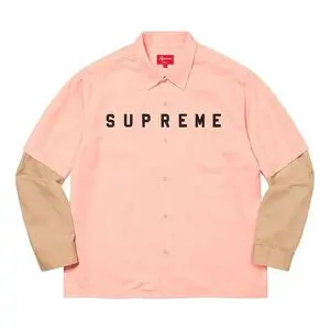 Supreme 2-tone Work Shirt 'pink Tan - Pink/tan