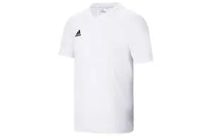 Adidas Solid Color Minimalistic Logo Embroidered Casual Sports Short Sleeve White T-shirt - Default Color