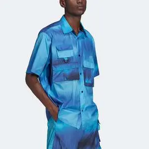 Adidas Gradient Pocket Sports Short Sleeve Shirt Blue
