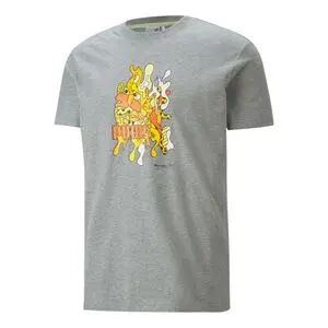 PUMA X Britto Crossover Funny Printing Sports Round Neck Short Sleeve Couple Style Gray - Grey