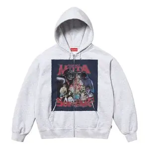 Supreme Muta Zip Up Hooded Sweatshirt 'grey Black - Grey/black
