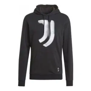 Adidas Juventus Pattern Printing Hooded Pullover Long Sleeves Black - Default Color