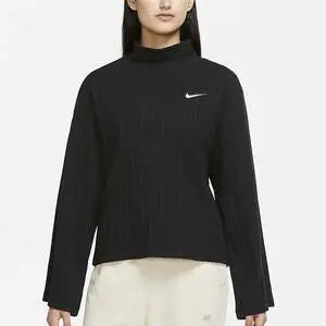 Nike Ribbed Knit High Collar Long Sleeve Top